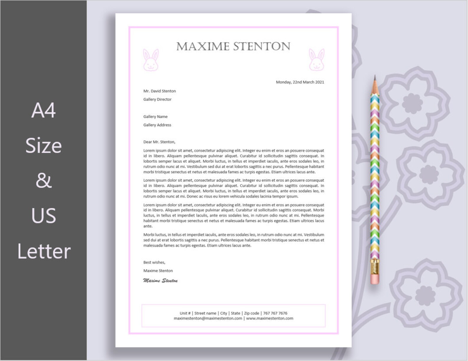 Easter Letterhead, Bunny Mail, Easter Stationery, Personalized ...