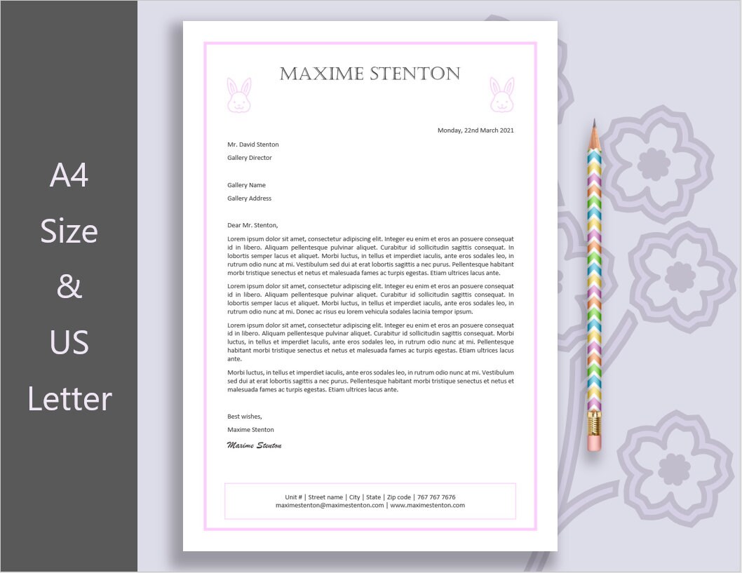 Easter Letterhead, Bunny Mail, Easter Stationery, Personalized ...