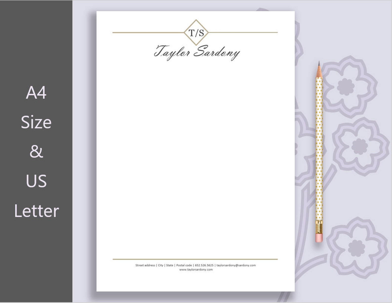 Letterhead Template MS Word, Personalized Letterhead, Editable ...