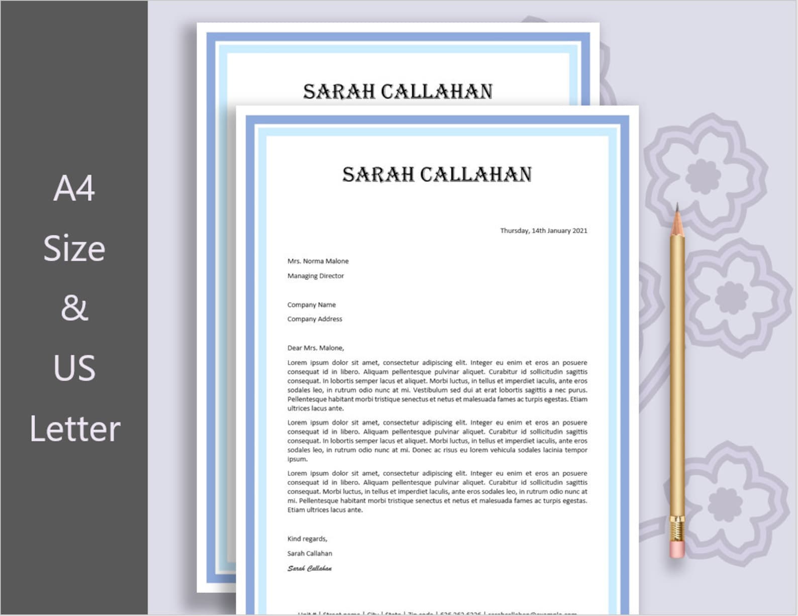 Letterhead Template MS Word | Personalized Letterhead | Custom ...