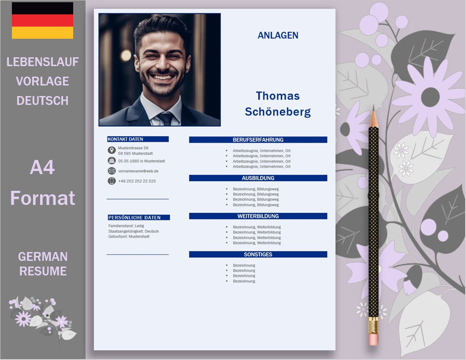 Application Templates Word, CV Template German, CV Word, Tabular CV, CV ...
