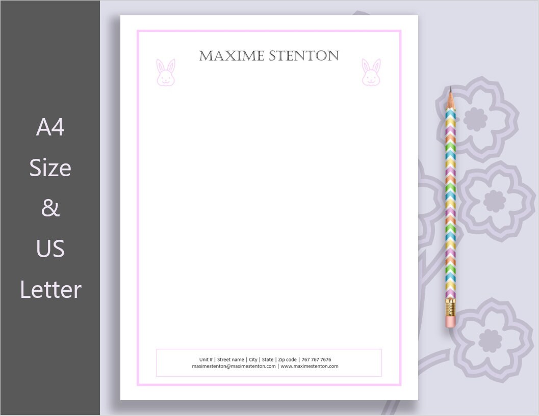 Easter Letterhead, Bunny Mail, Easter Stationery, Personalized ...