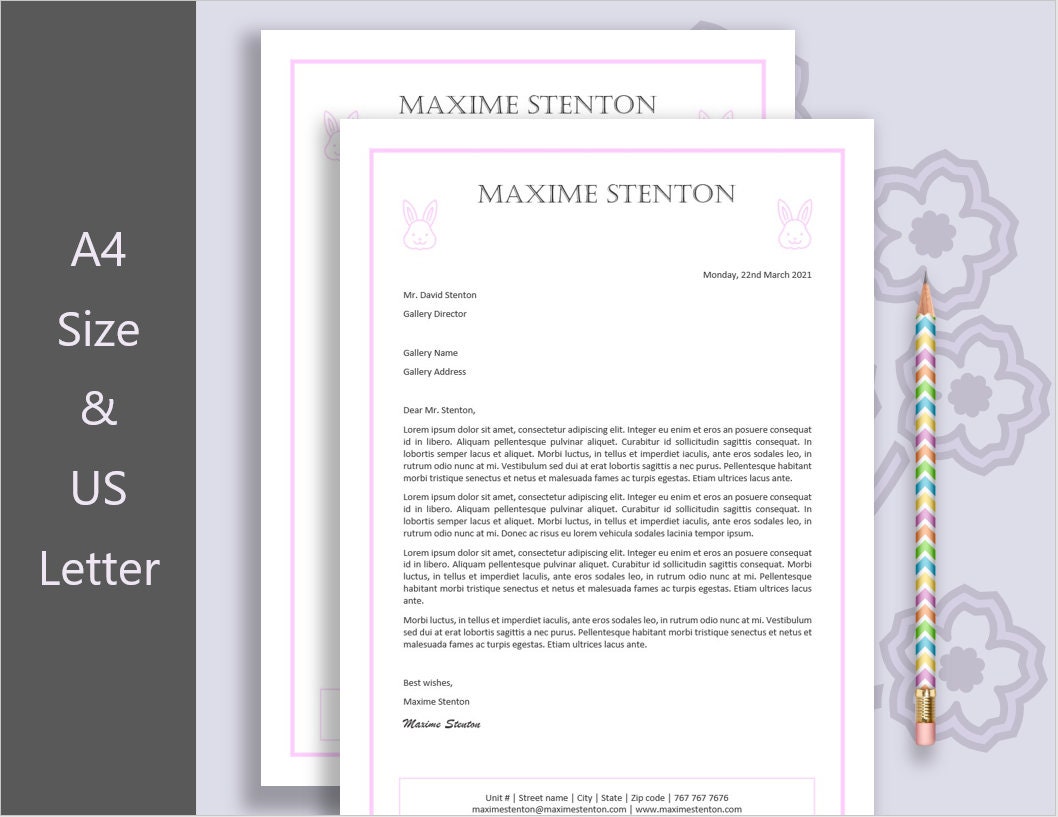 Easter Letterhead, Bunny Mail, Easter Stationery, Personalized ...