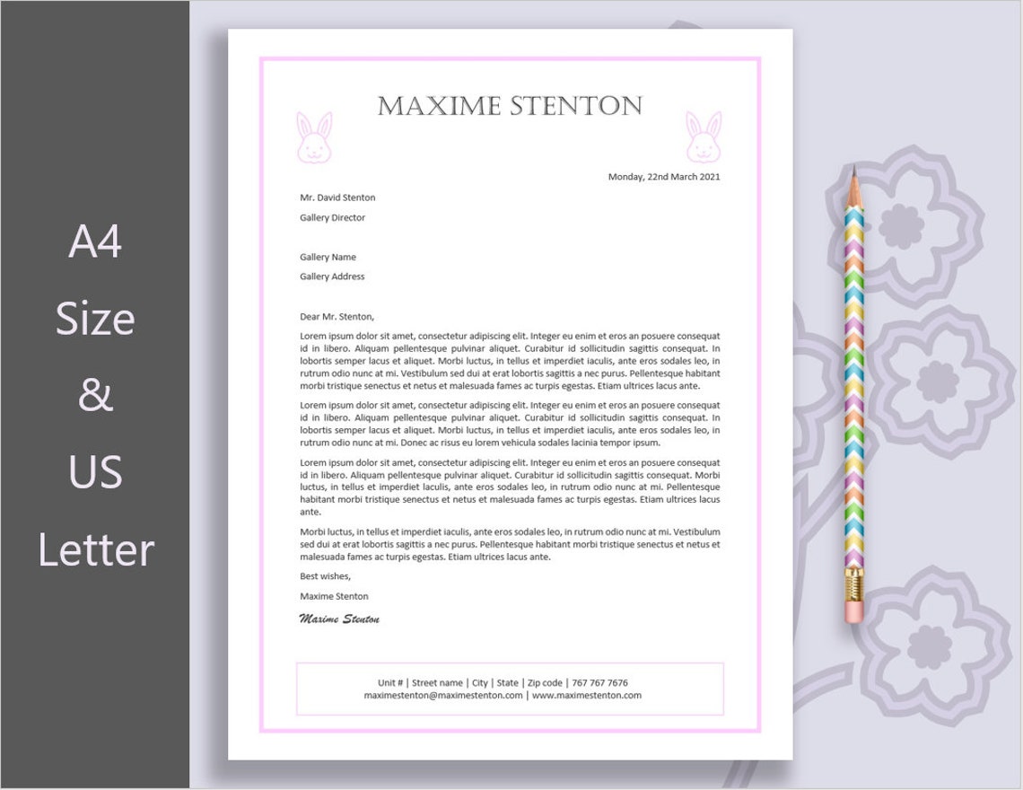 Easter Letterhead, Bunny Mail, Easter Stationery, Personalized ...