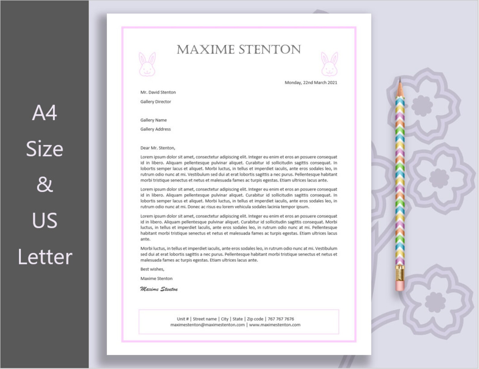 Easter Letterhead, Bunny Mail, Easter Stationery, Personalized ...