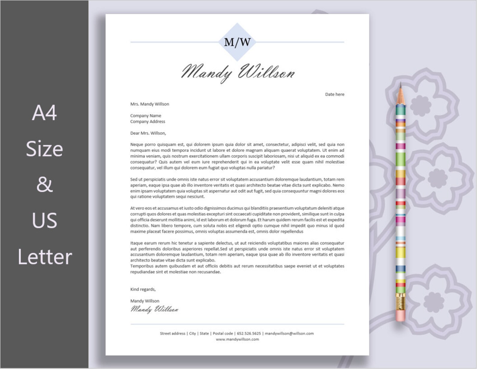Letterhead Template MS Word, Personalized Letterhead, Editable ...