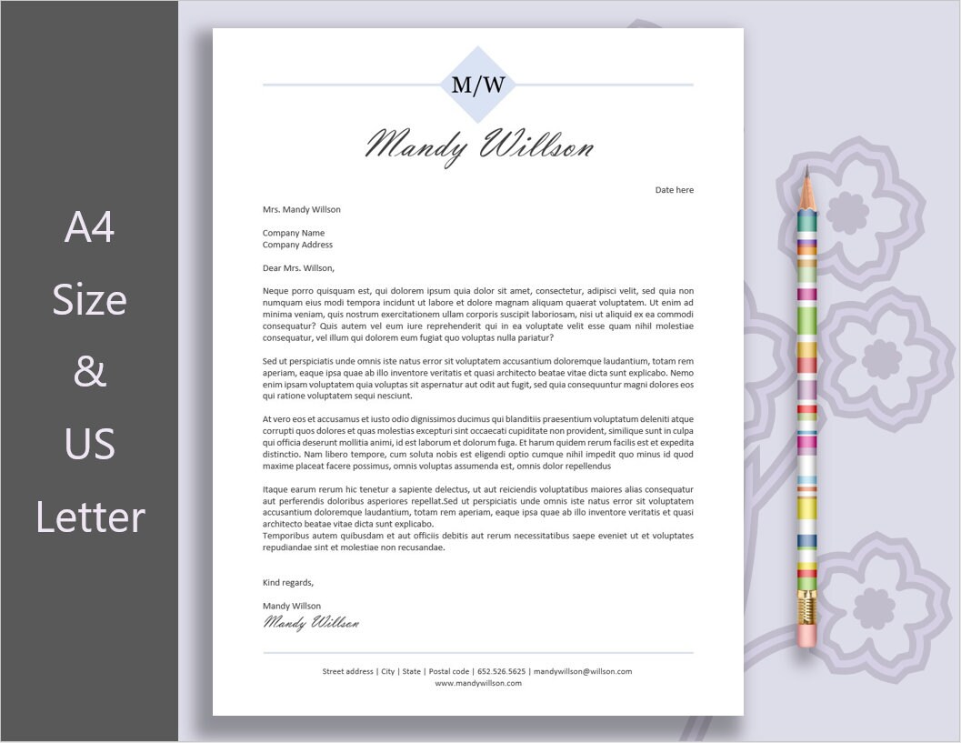 Letterhead Template MS Word, Personalized Letterhead, Editable ...