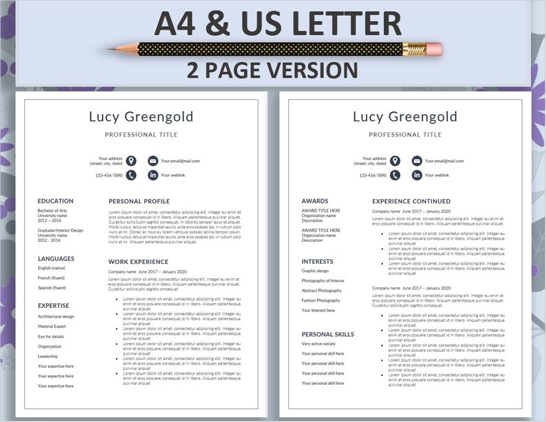 CV Template Bundle, Resume Template Word, Resume Template, CV Template ...