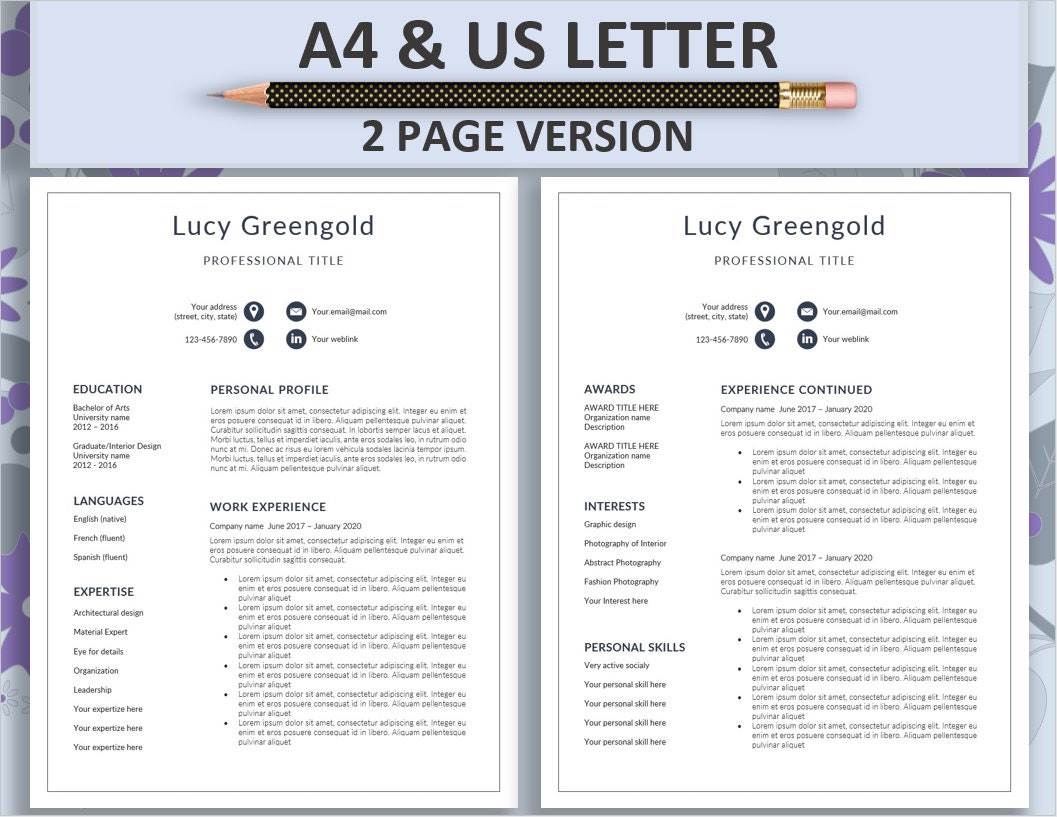 CV Template Bundle, Resume Template Word, Resume Template, CV Template ...