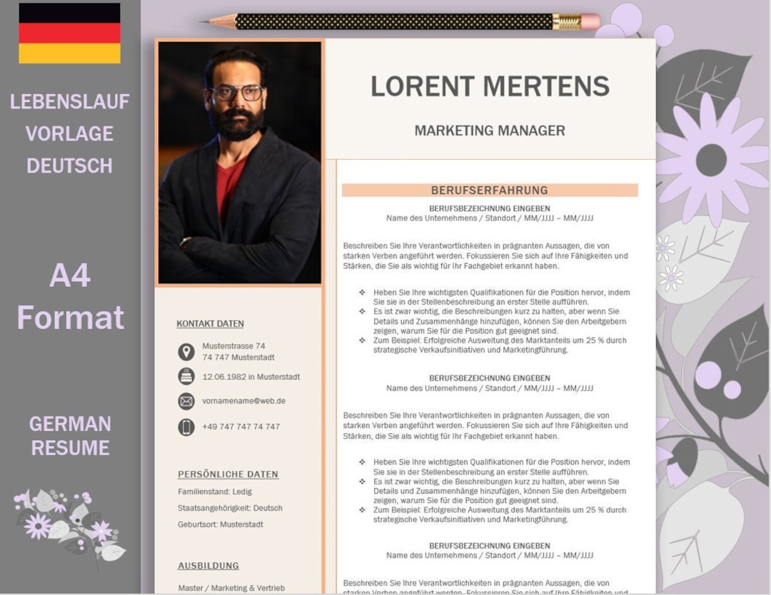 Resume Template Word, Resume German, Application Templates, Application ...