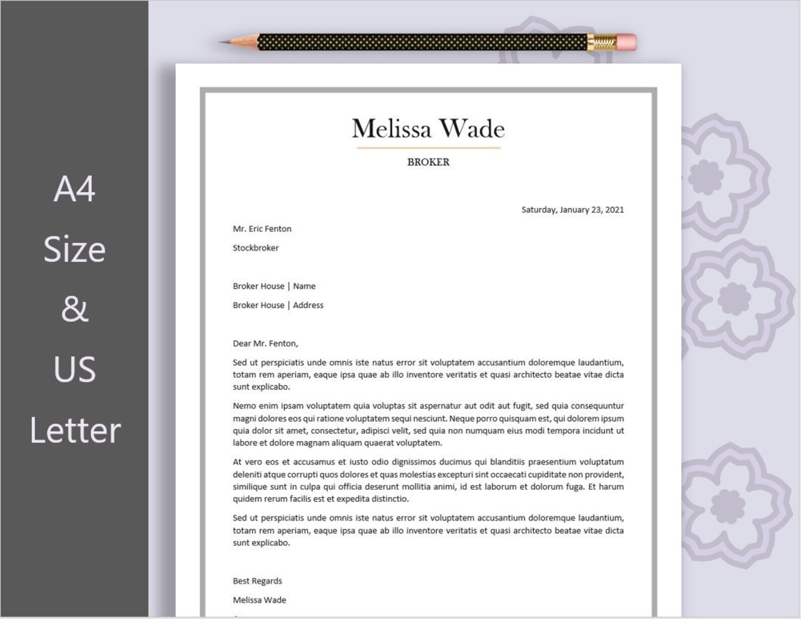 Business Letterhead Template MS Word Custom Letterhead A4 & | Etsy