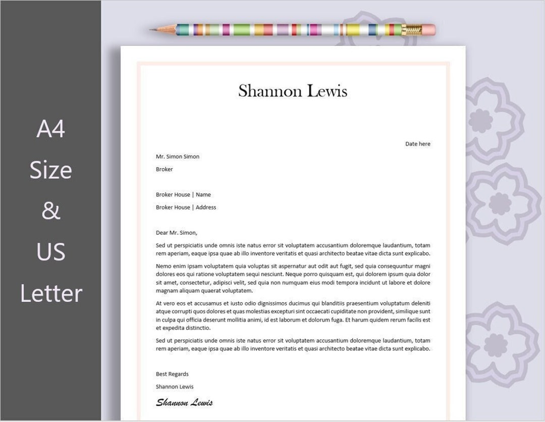 Letterhead Template MS Word, Personalized Letterhead, Editable Letterhead, Diy Custom Stationery ...