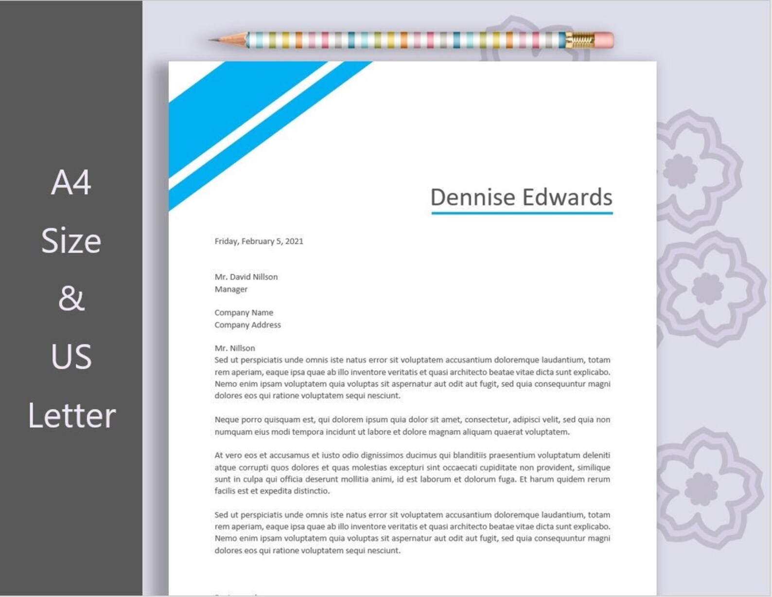 Letterhead Template MS Word, Personalized Letterhead, Custom Letterhead ...