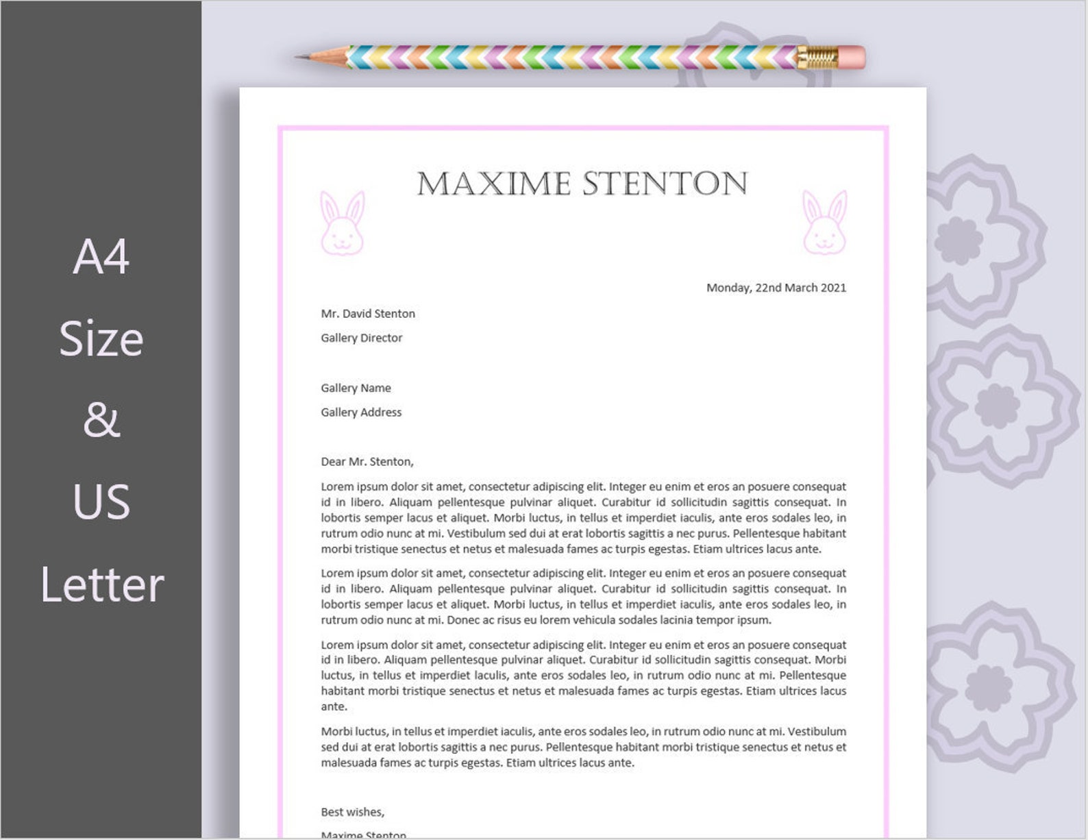 Easter Letterhead, Bunny Mail, Easter Stationery, Personalized ...