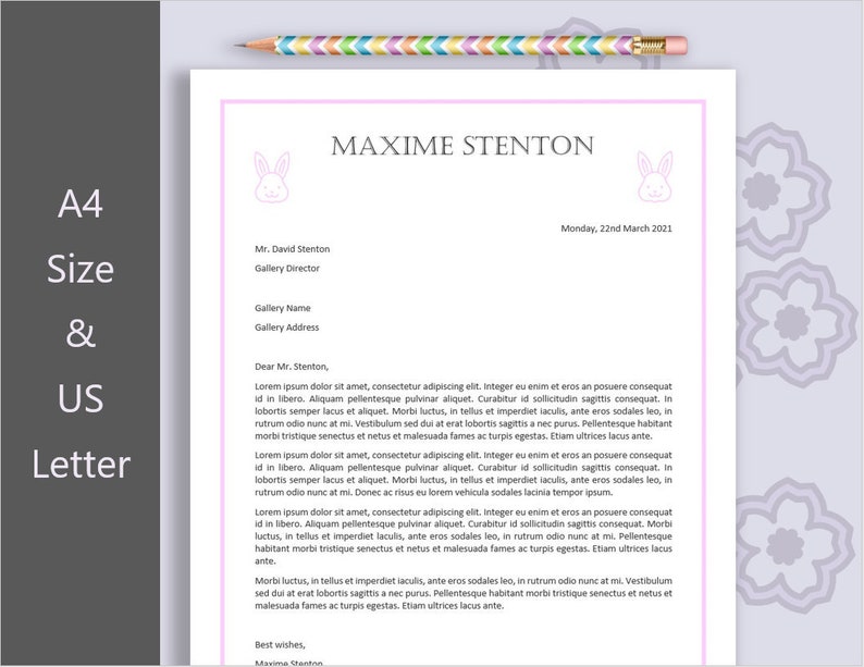 Easter Letterhead, Bunny Mail, Easter Stationery, Personalized ...