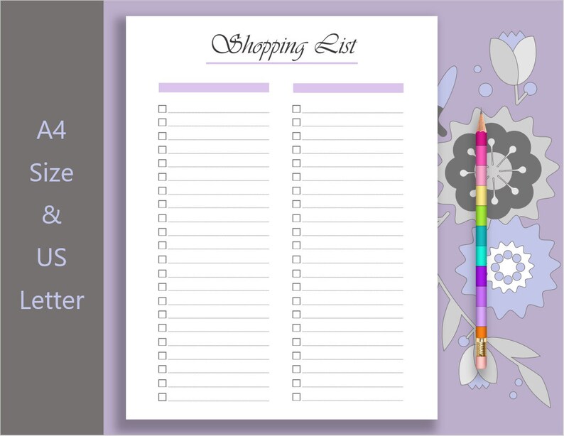 Shopping List Printable, Printable PDF & JPG, Shopping Planner ...