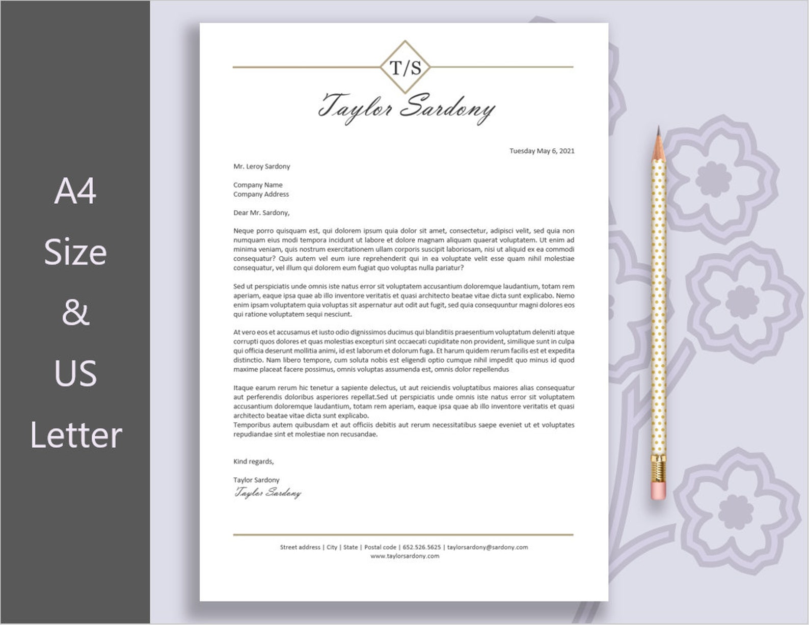 Letterhead Template MS Word, Personalized Letterhead, Editable ...