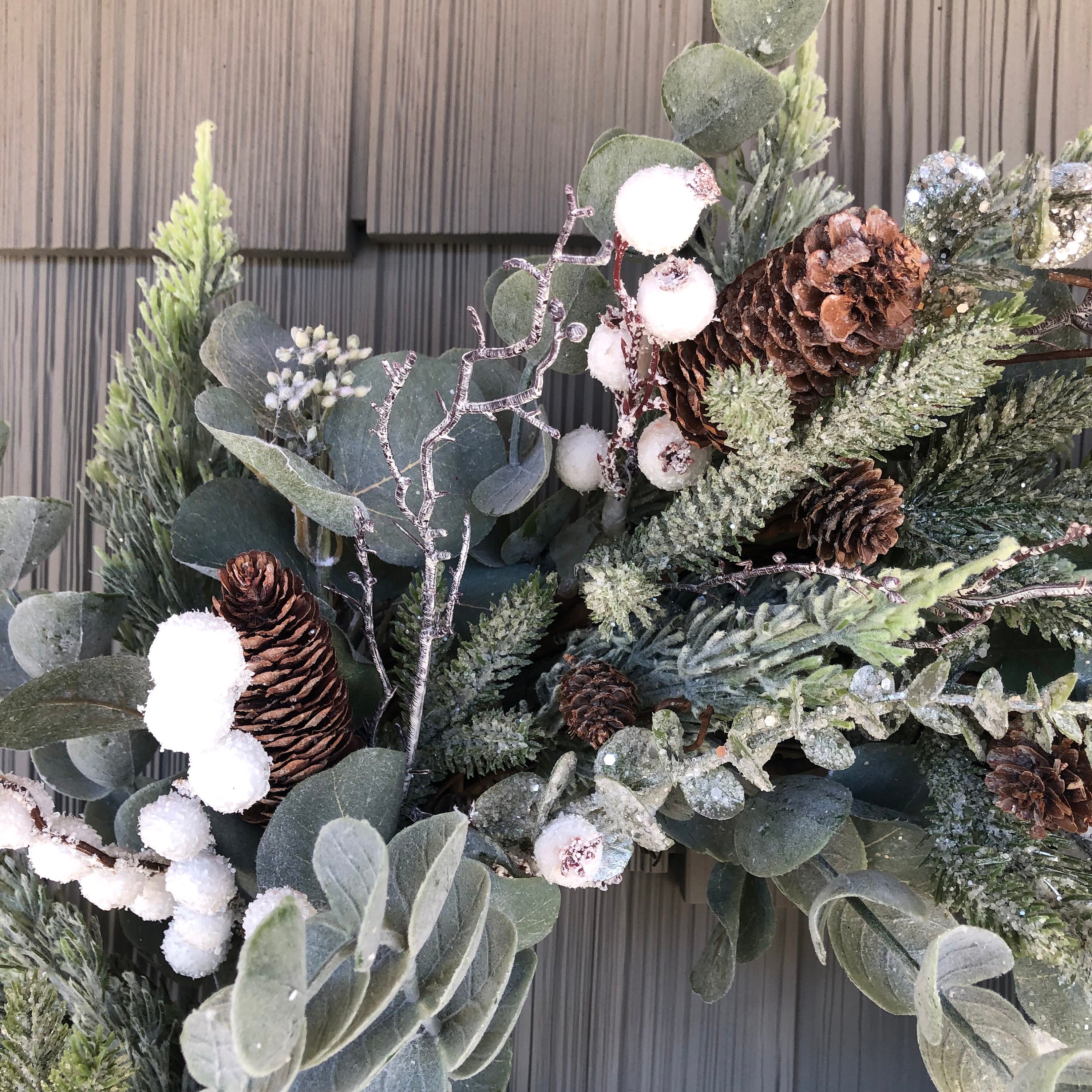 Everyday Winter Grapevine Wreath for Front Door, Winter Greenery Wreath ...