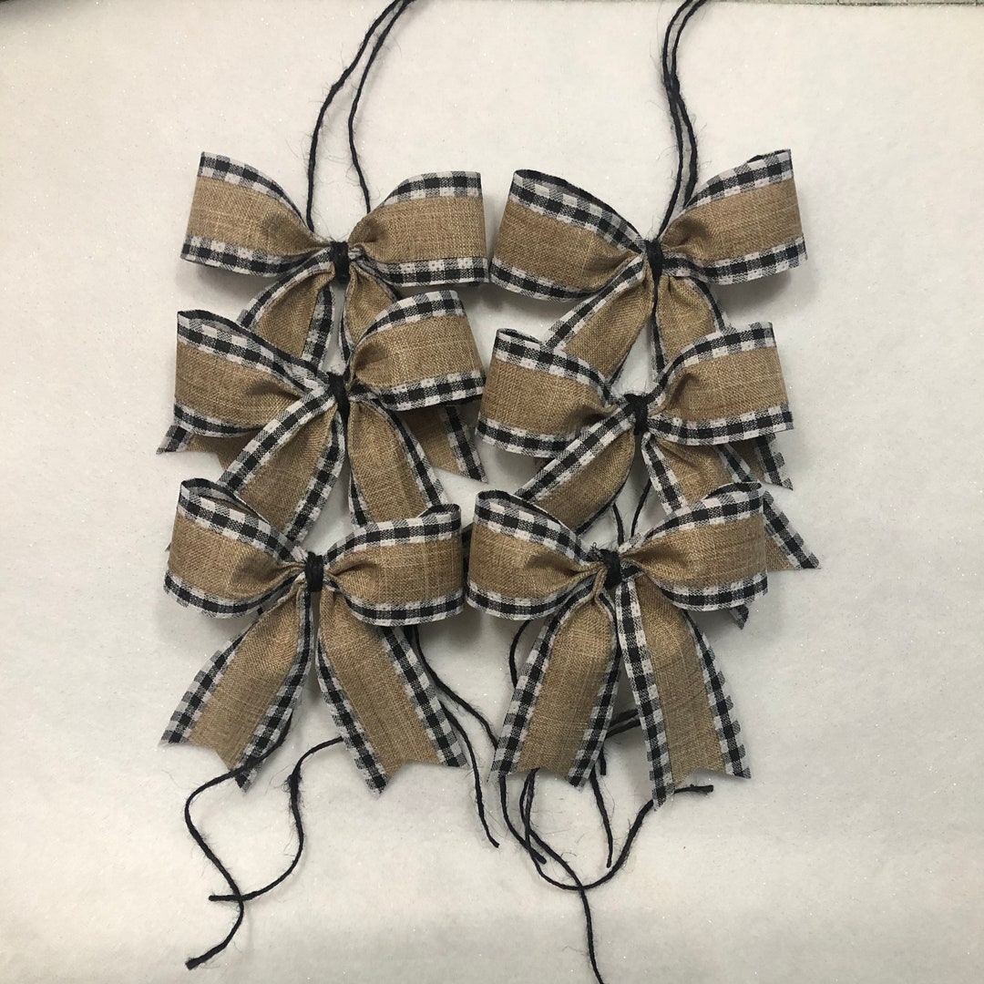 Tan W/ Buffalo Check Edge Christmas Bows, Tan W/ Buffalo Plaid Edge ...