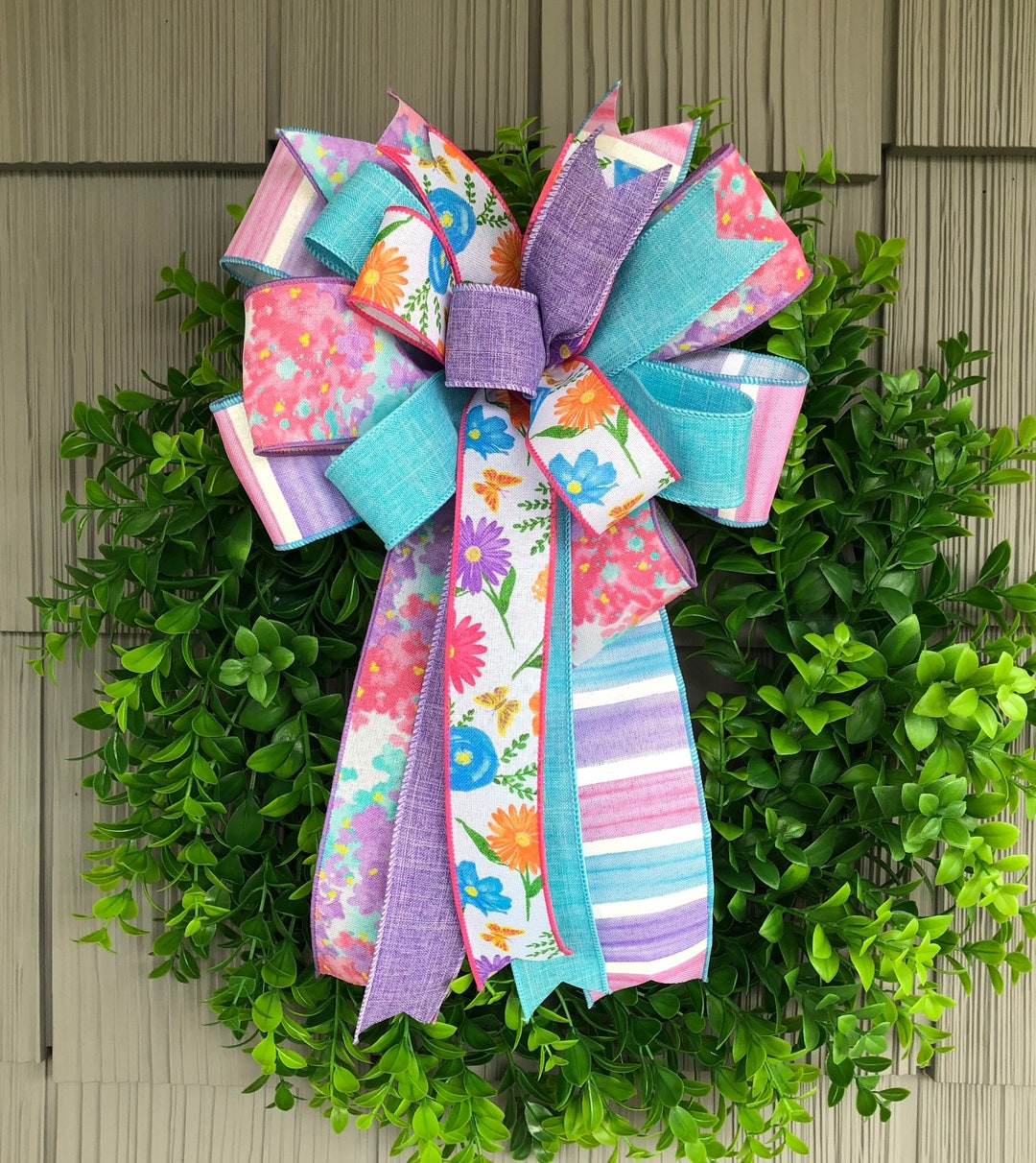 Summer Wreath Bow, Summer Bow for Lantern, Spring Wreath Bow, Spring ...