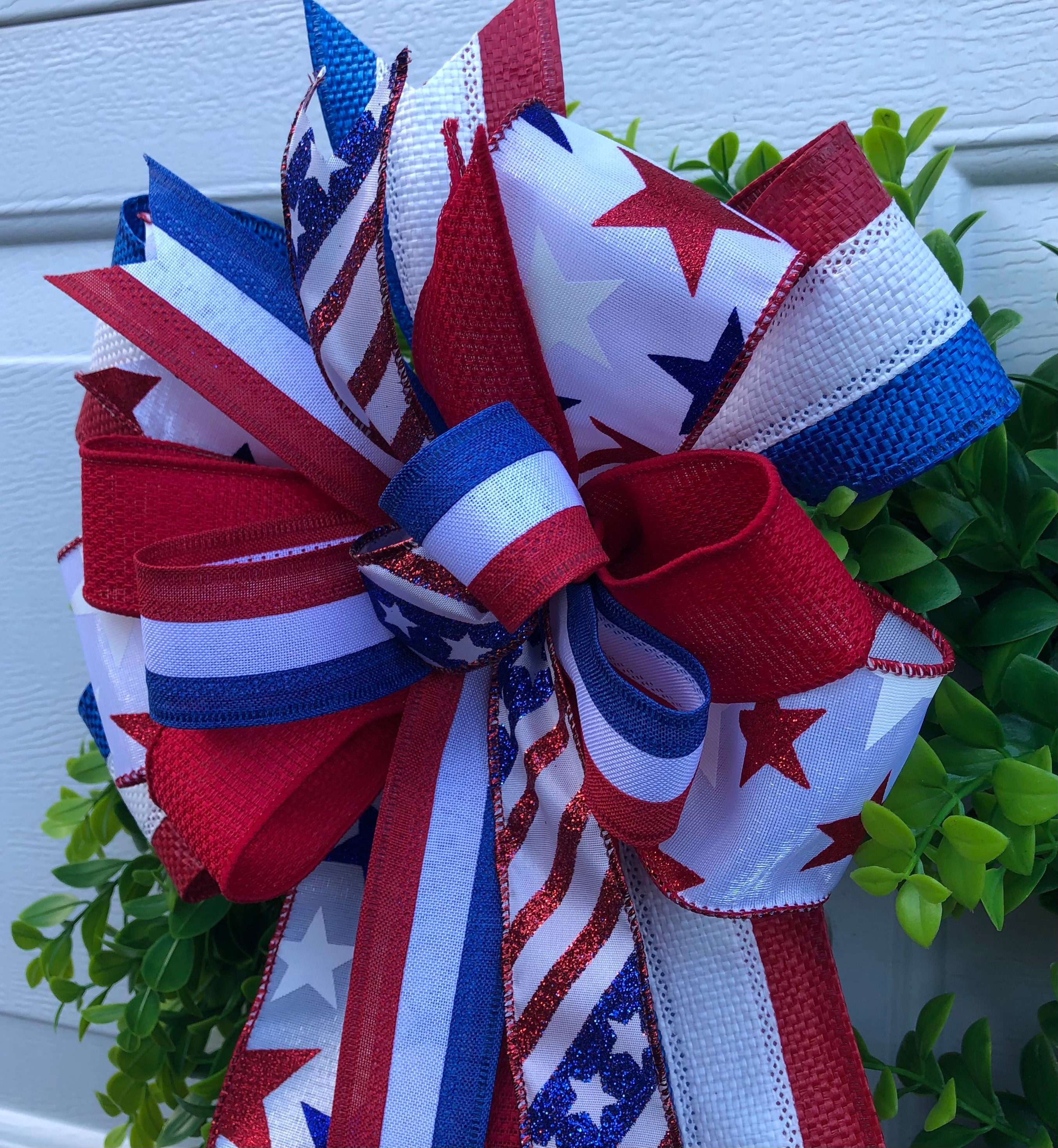 Red White And Blue Patriotic Bow Fourth Of July Bow Patriotic Etsy