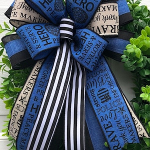 Thin Blue Line Police Bow for Lantern, Police Support Bow, Police Bow ...