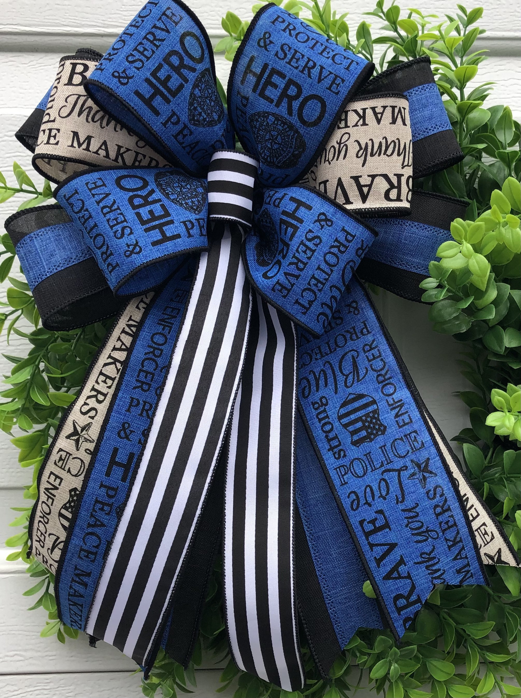 Thin Blue Line Police Bow for Lantern Police Support Bow | Etsy