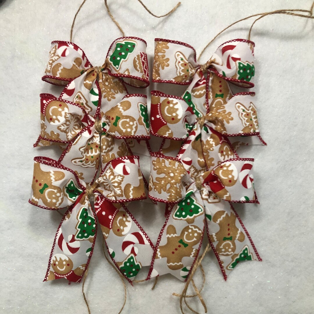 Gingerbread Christmas Tree Bow Set, Christmas Tree Bow Set, Christmas ...