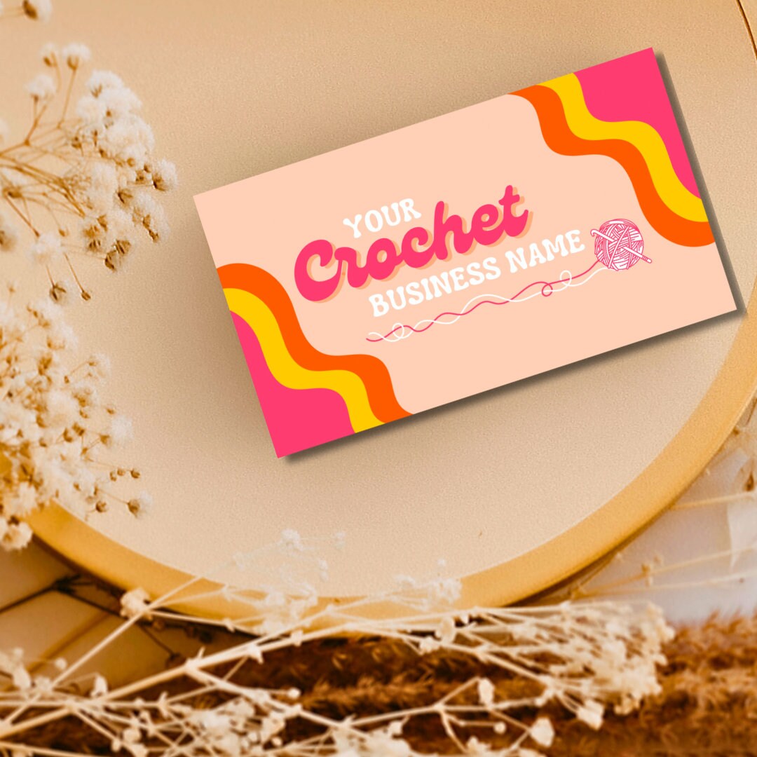 Groovy Crochet Business Card CANVA TEMPLATE| INSTANT Download| Funky ...