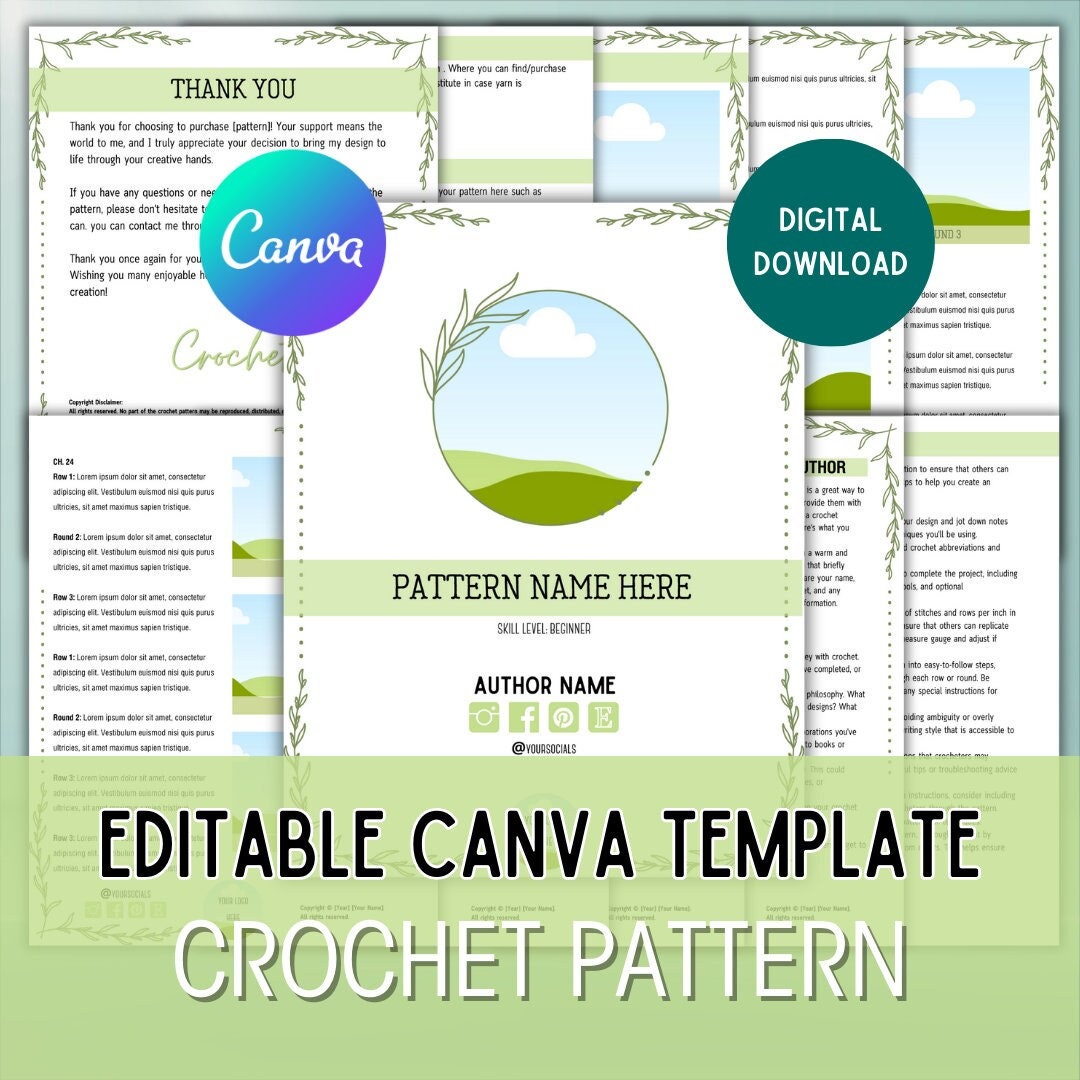 Crochet Pattern CANVA TEMPLATE |instant DIGITAL Download |customizable ...