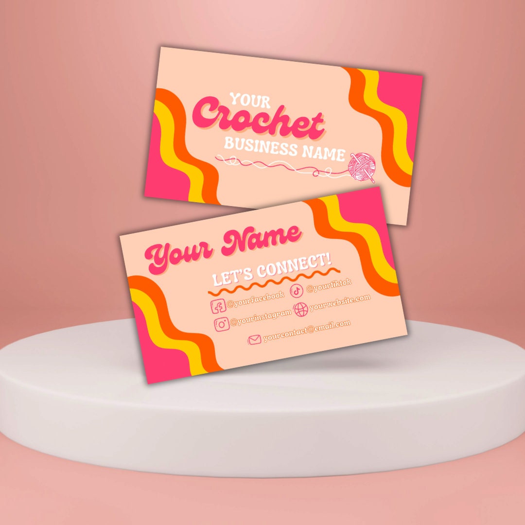 Groovy Crochet Business Card CANVA TEMPLATE| INSTANT Download| Funky ...