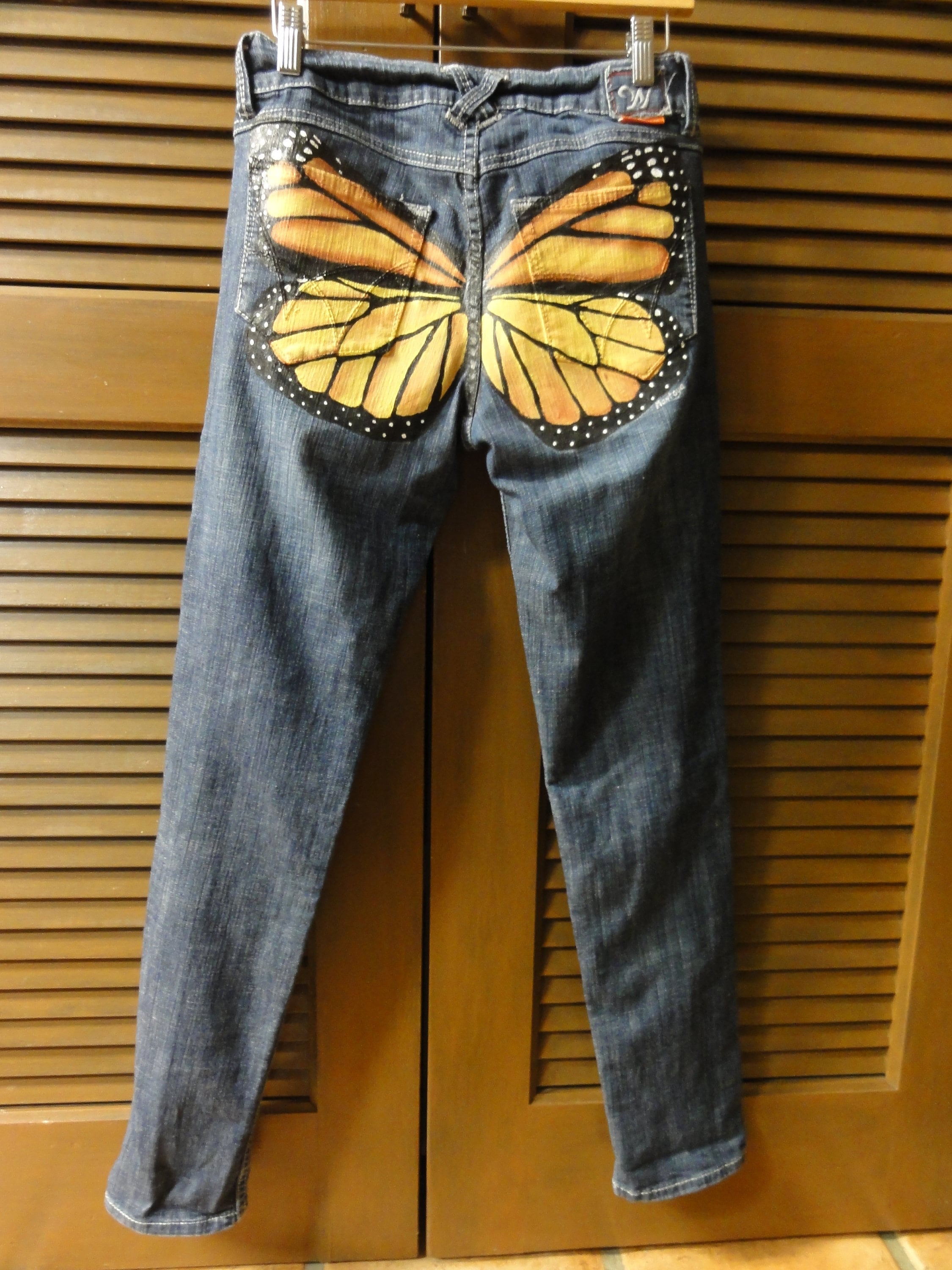 Awesome Hand Painted Butterfly Bottom Jeans, Size 6/28 so Cute! - Etsy