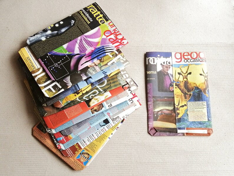 Zero Waste Recycled Paper Gift Bag From Vintage Magazines - Etsy