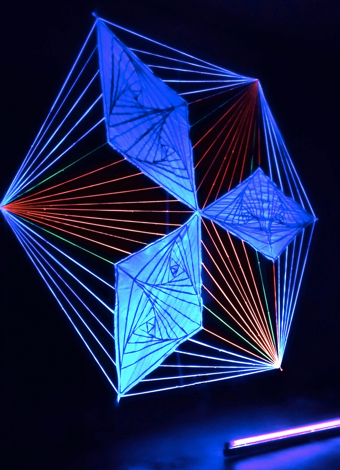 String Art Psychedelic Decor Optical Illusion Wall Decal, Black Light ...