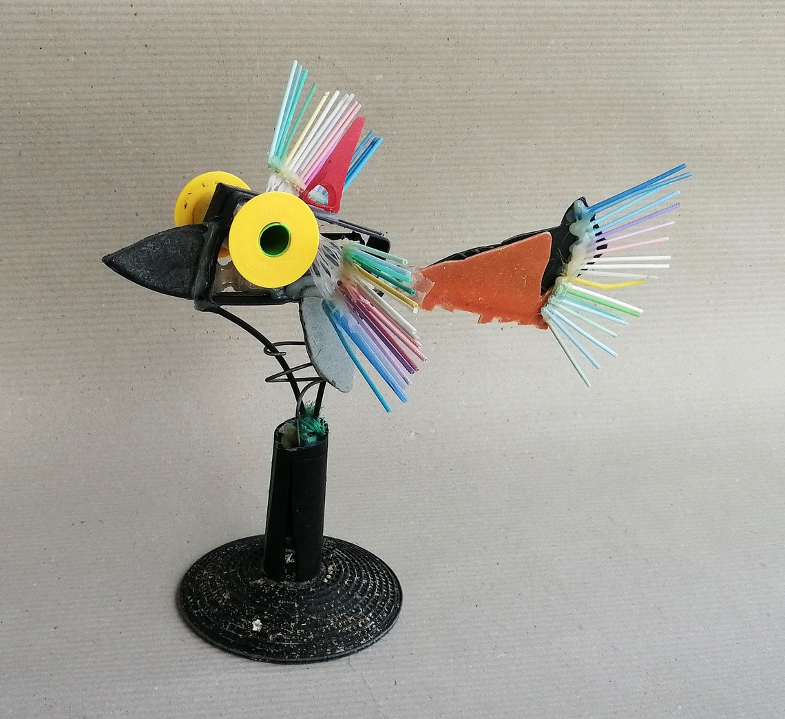Fish Art Colorful Sculpture on Stand Contemporary Art - Etsy