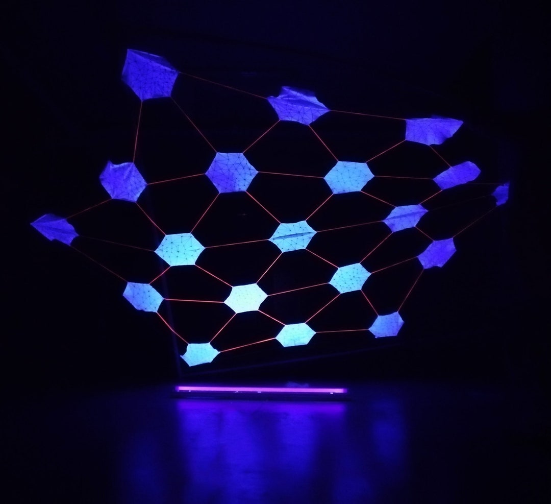 Elastic Fluorescent Net With Hexagonal Modules, Psychedelic Decor ...