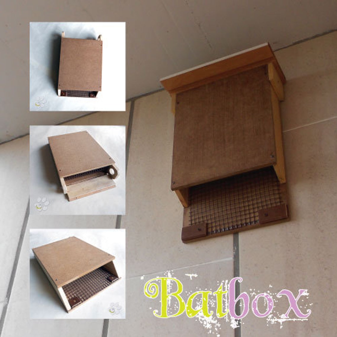 Bat Box Bat House Outdoor Decor Wall Educational Toys for Kids, Wooden ...