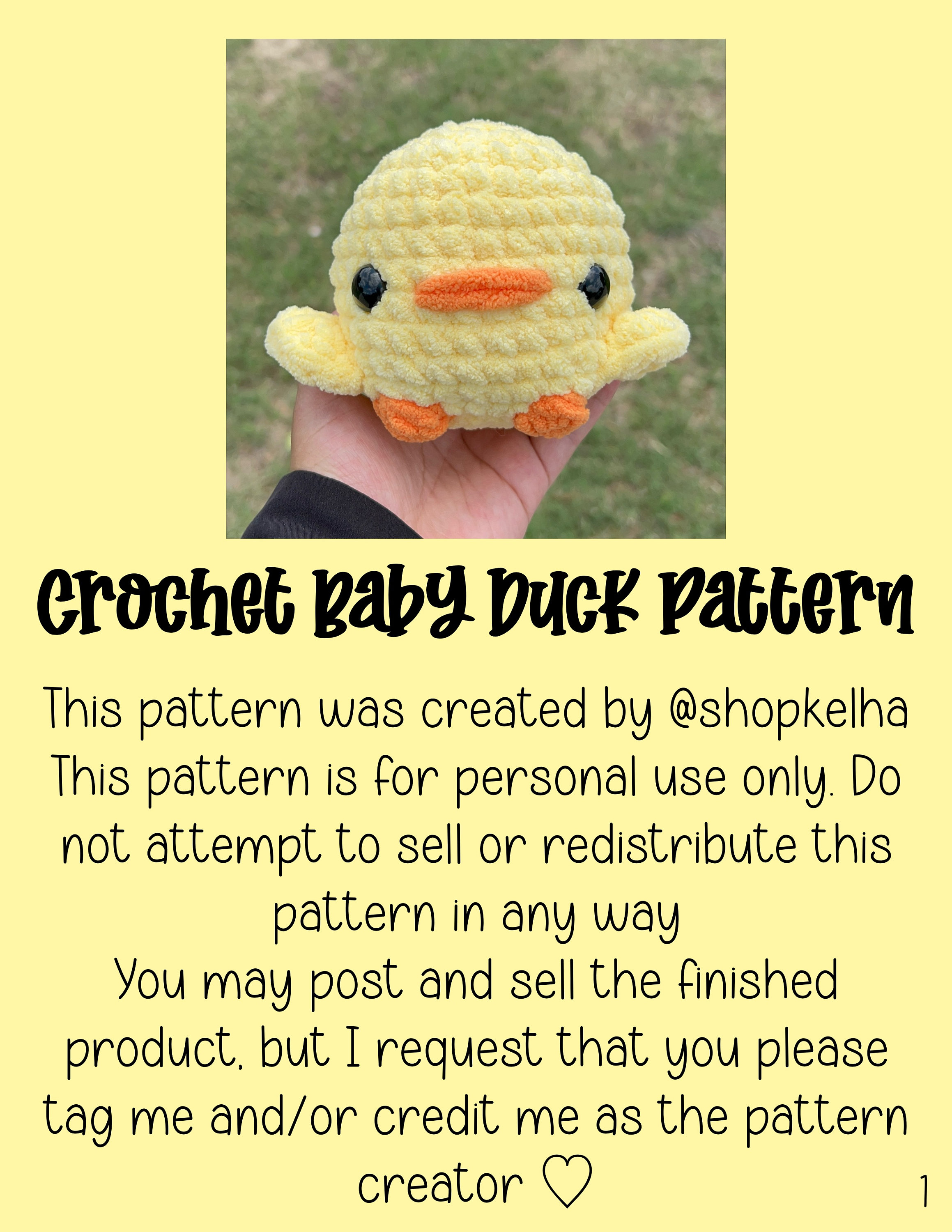 Crochet Baby Duck Plushie PDF Pattern - Etsy