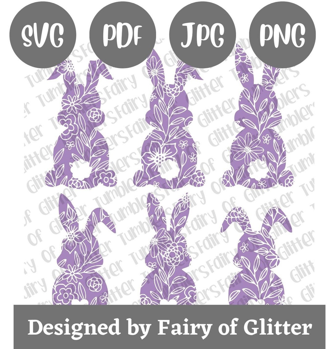 Floral Rabbit Svg Floral Bunny SVG Easter Bunny Flowers Rabbit - Etsy