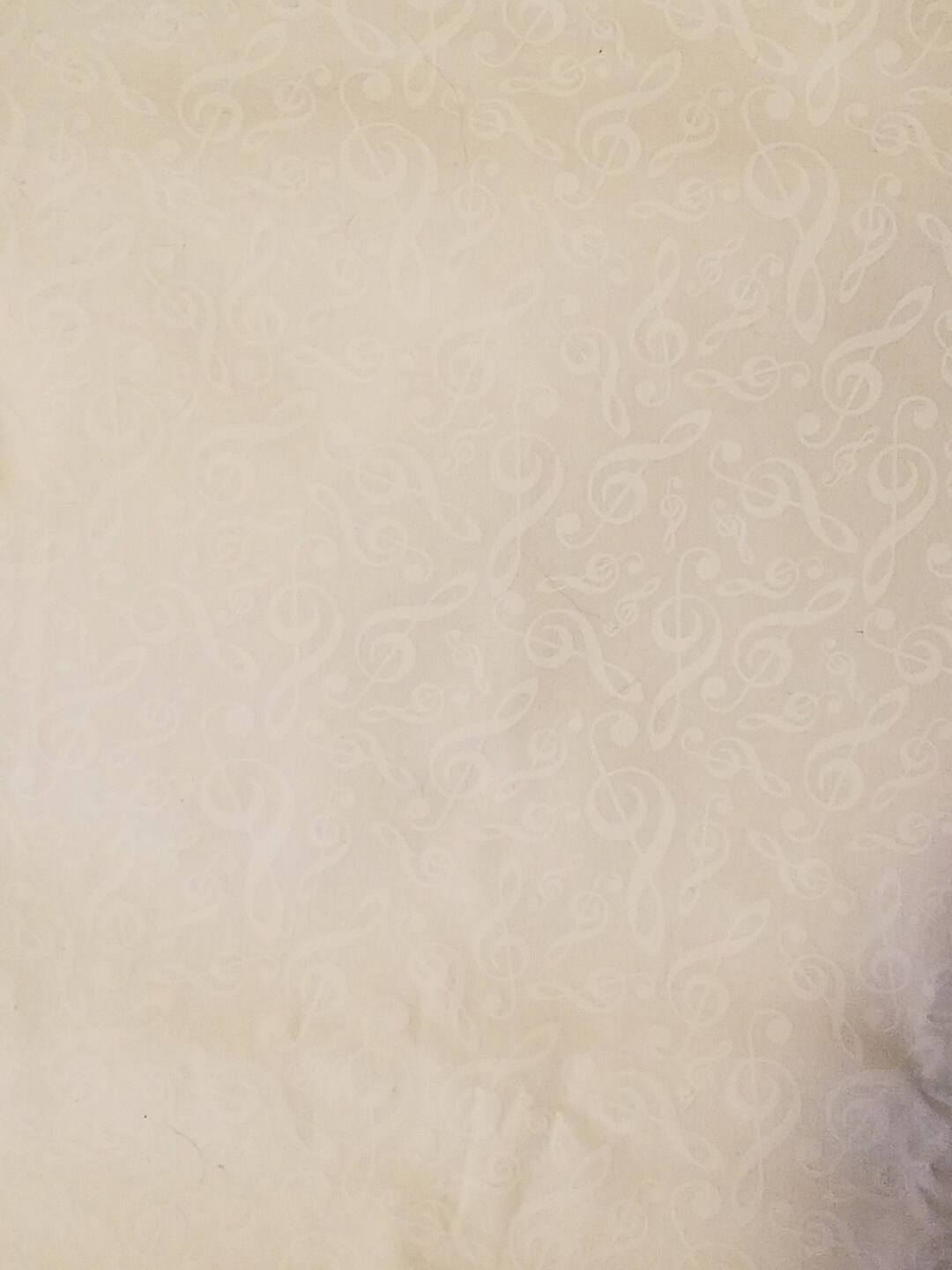 1/2 Yard of 43 White on White Treble Clef Music Notes 100% Cotton ...