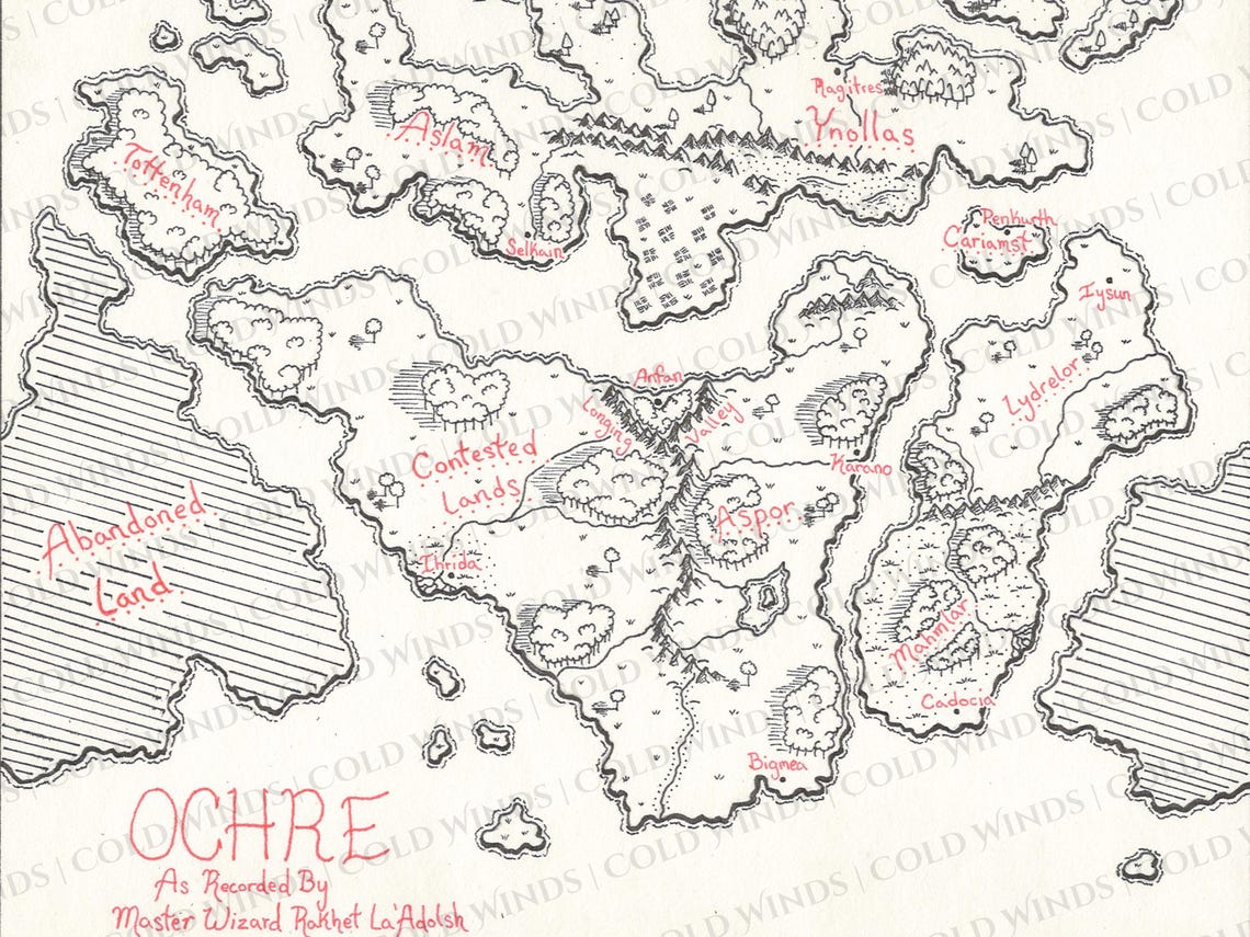 Custom Hand Drawn Map, Personalized Maps, for Authors, Writers, Larp ...