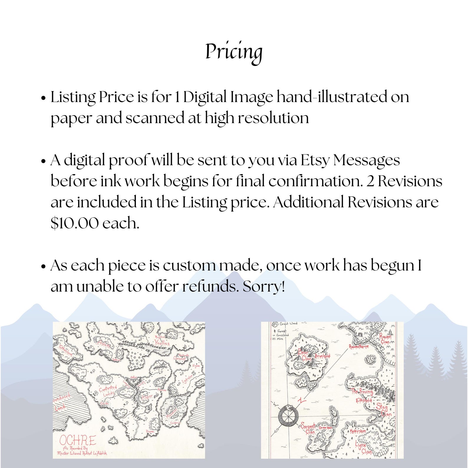 Custom Hand Drawn Map, Personalized Maps, for Authors, Writers, Larp ...