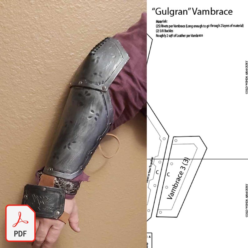 Leather Vambrace, "gulgran" Pattern, Leather Armor, Dwarf Armor ...