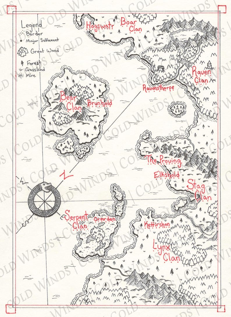 Custom Hand Drawn Map, Personalized Maps, for Authors, Writers, Larp ...