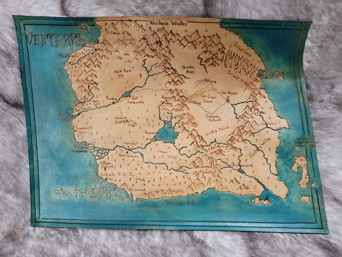 Custom Leather Map, Hand Tooling, Complex Tooling, Personalized Maps ...