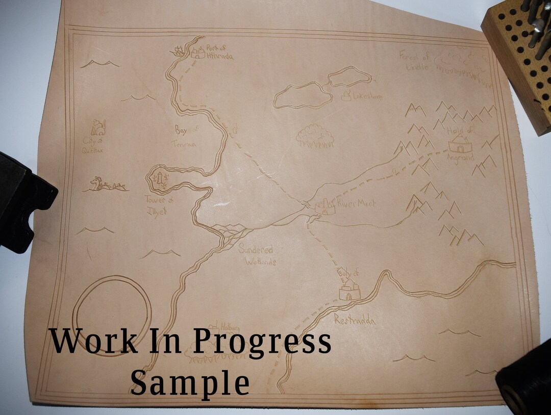 Custom Leather Map Hand Tooling Minimalist Tooling - Etsy