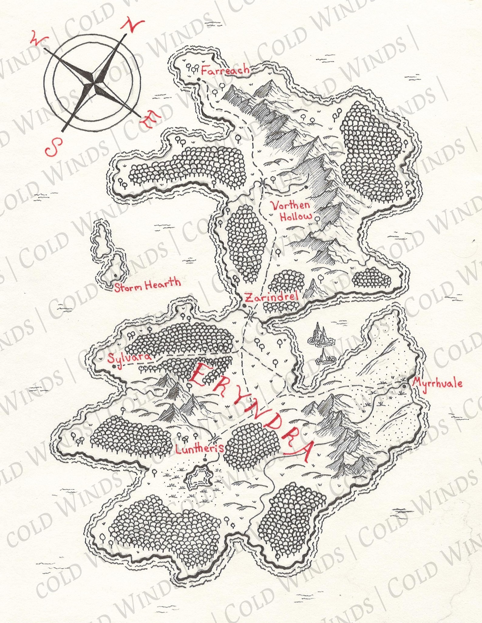 Custom Hand Drawn Map, Personalized Maps, for Authors, Writers, Larp ...