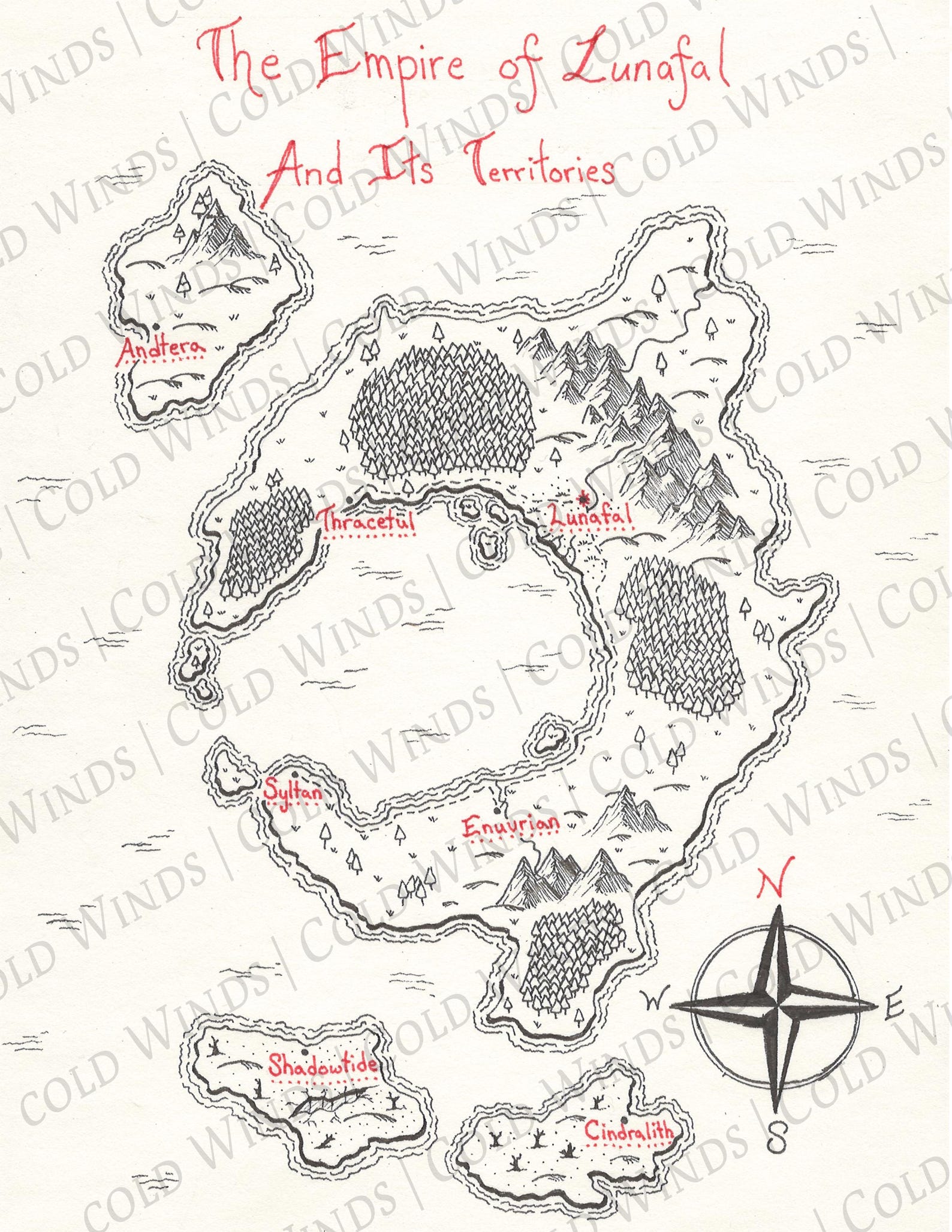 Custom Hand Drawn Map, Personalized Maps, for Authors, Writers, Larp ...