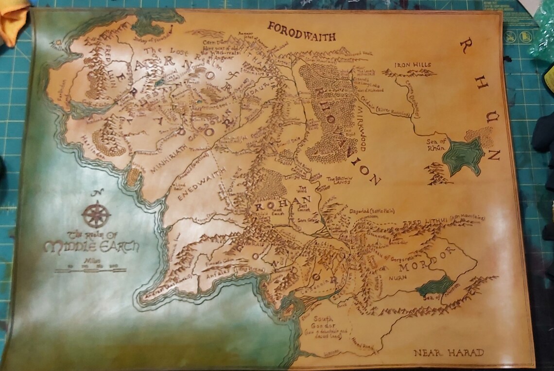 Custom Leather Map, Hand Tooling, Complex Tooling, Personalized Maps ...