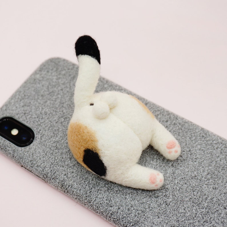 Needle Felted Spotted Cat Butt Phone Case Wool Felted Calico | Etsy